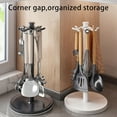 Aluminum Rotating Kitchen Utensil Rack with 8 Hooks, Countertop Utensil ...