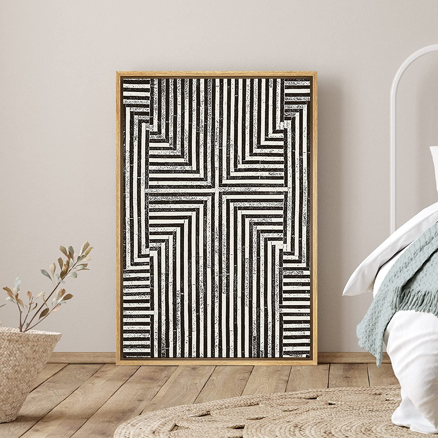 PixonSign Framed Canvas Print Wall Art Blocks of Symmetrical Lines ...