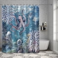 Bathroom Shower Curtain Nautical Octopus Seahorse Starfish Waterproof ...