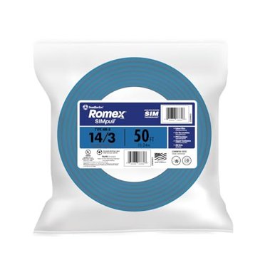 Southwire Romex 8/3 50' Copper Ground Electric Cable, Black Stranded CU ...