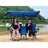 WTVIDAS Double Beach Chair with Canopy Shade, Folding Oversized Camping ...
