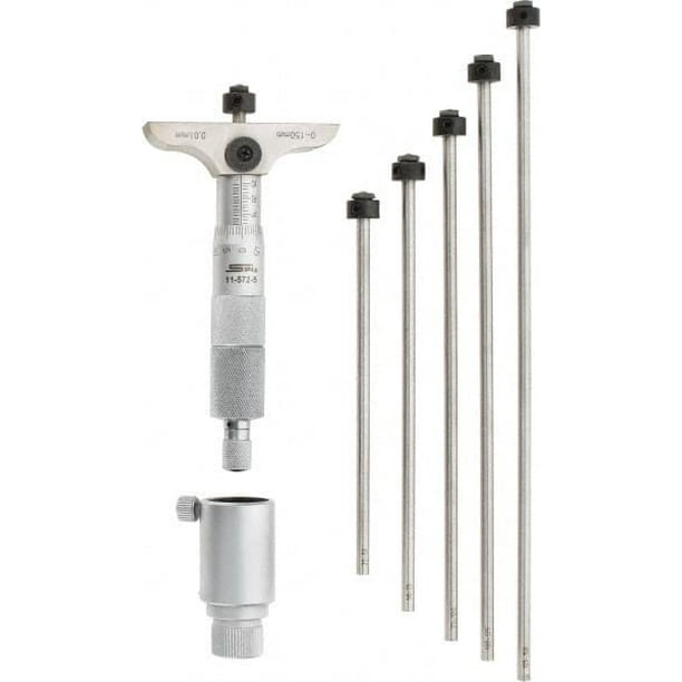 SPI 0 to 150mm Range, 6 Rod, Mechanical Depth Micrometer Ratchet Stop ...