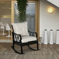 Outsunny Outdoor Wicker Rocking Chair with Padded Cushions, Aluminum ...