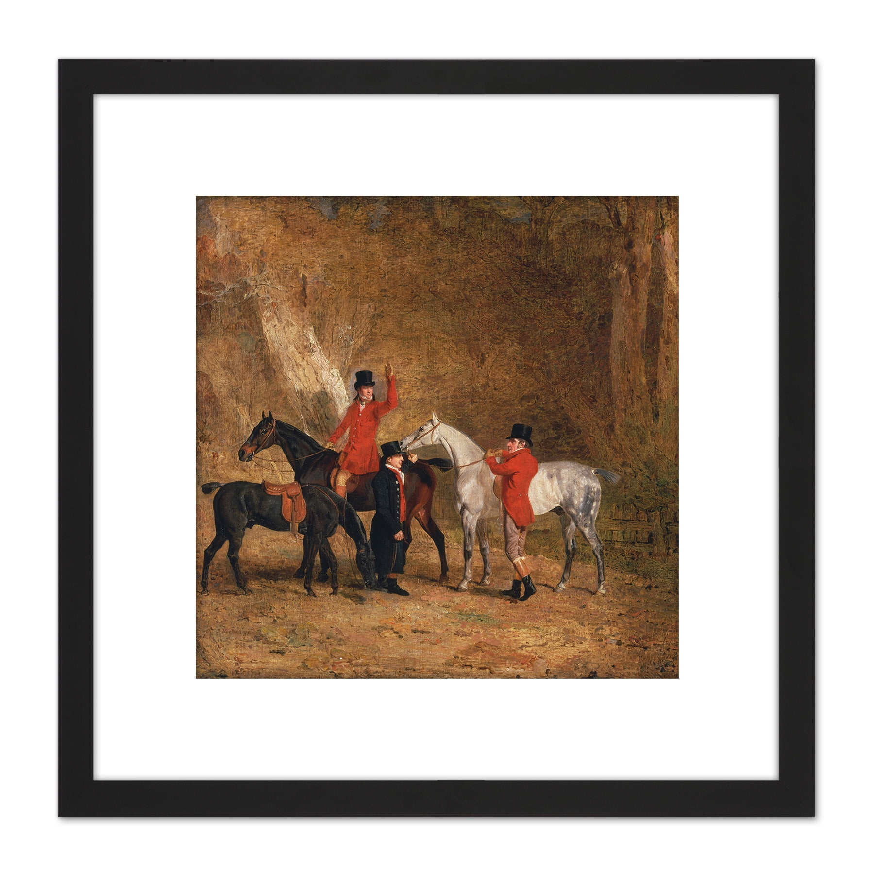 Benjamin Marshall Foxhunting Scene 8X8 Inch Square Wooden Framed Wall ...