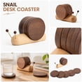 5-Pcs Cute Snail Coaster Set with Holder, Natural Wooden Coasters for ...