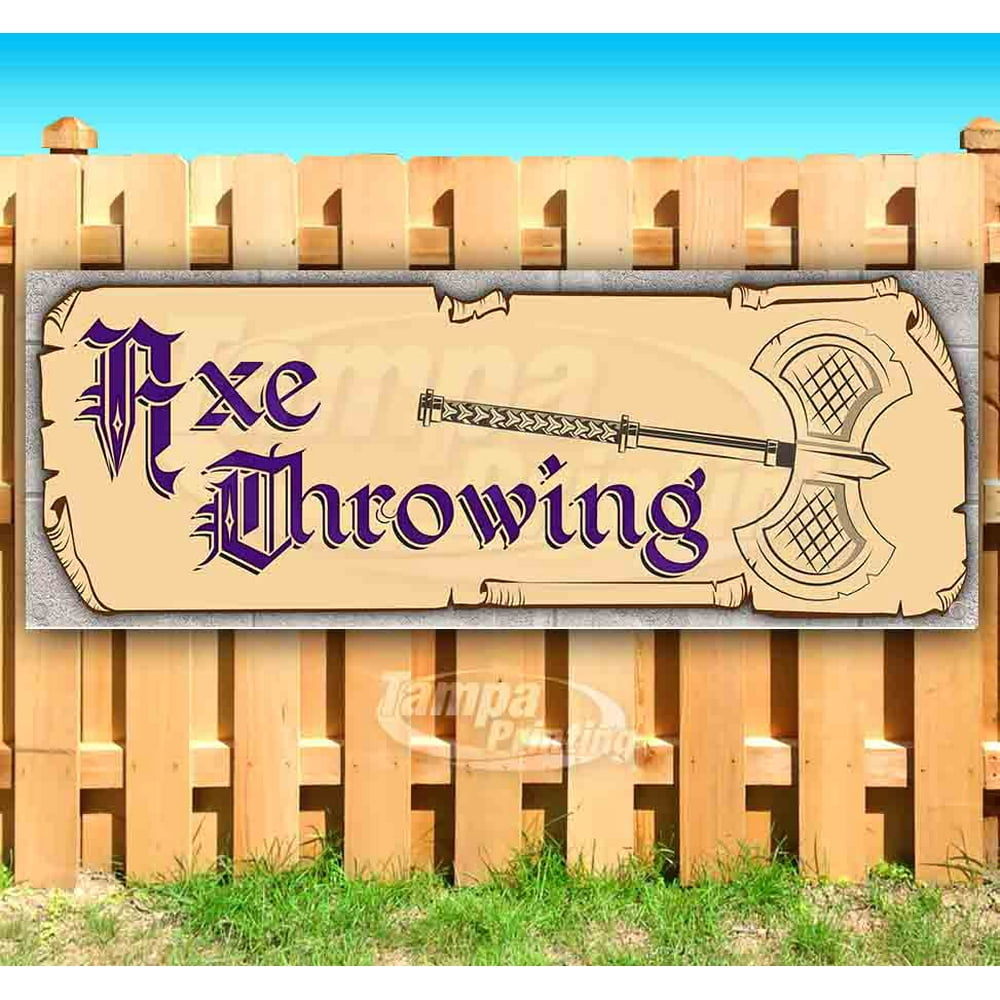 Axe Throwing 13 oz heavy duty vinyl banner sign with metal grommets ...