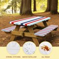 Blue Red Aqua White Striped Picnic Table Cover with Bench Covers Modern ...