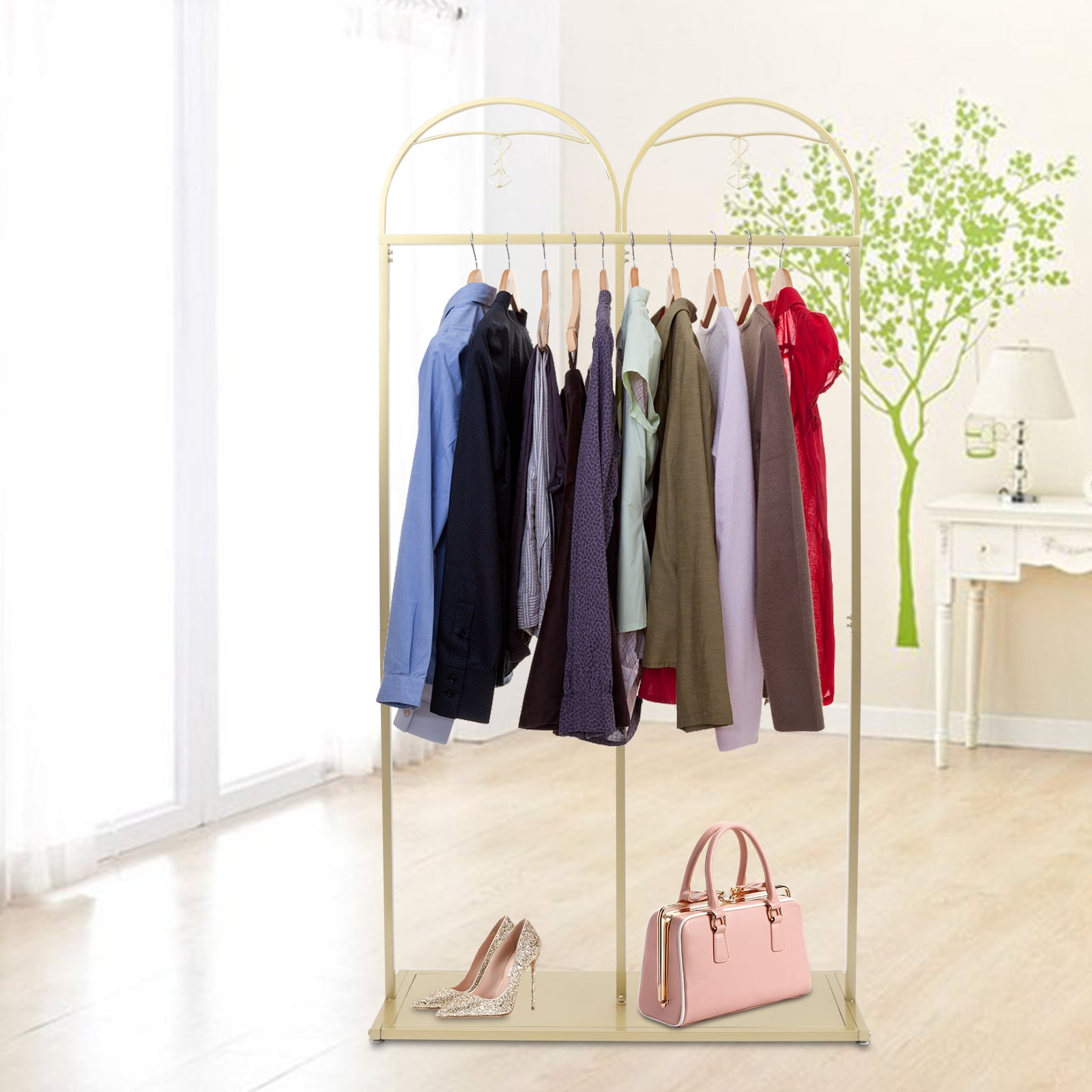 Miumaeov Garment Rack Freestanding Hanger Double Rods Multi-functional ...