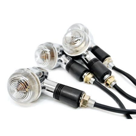 Krator Front and Rear Chrome Turn Signals Compatible with Metric ...