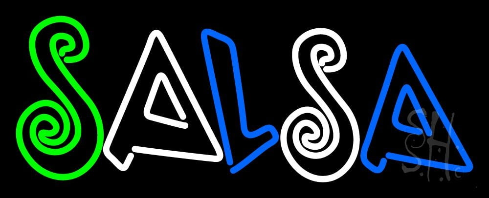 Double Stroke Salsa LED Neon Sign 10 x 24 - inches, Clear Edge Cut ...