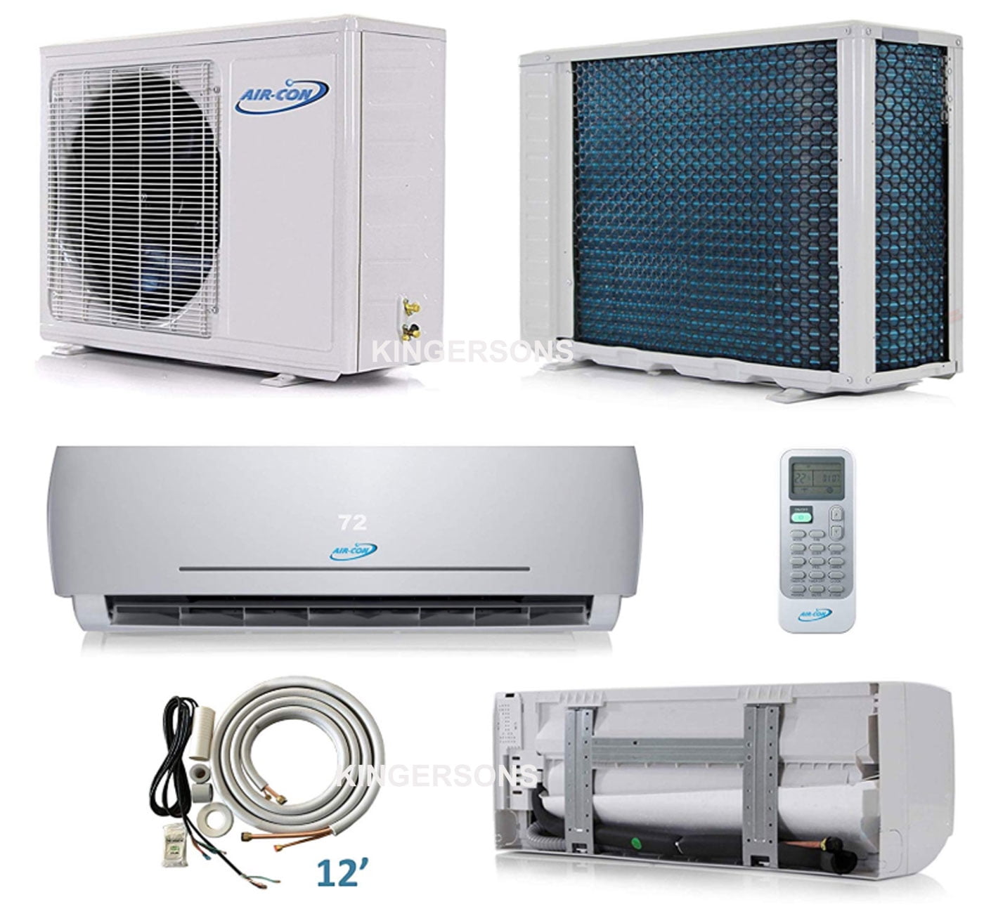 12000 BTU Ductless Air Conditioner Mini Split AC Heating System 1 Ton Pre Charged Inverter Heat Pump 21 SEER 12 Lineset Wiring 100 Ready to Install USA Parts Support Walmart
