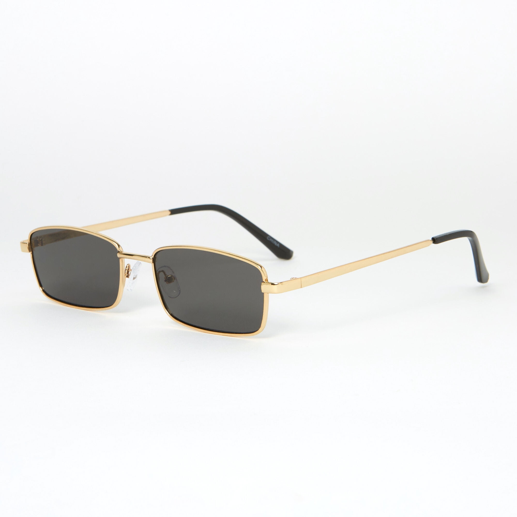 Claire's Teen Girls' Gold Rectangular Frame Sunglasses, Gold-tone ...