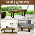 HOMCOM Garden Bench with Metal Legs, Rustic Wood Effect Concrete Dining ...