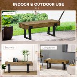HOMCOM Garden Bench with Metal Legs, Rustic Wood Effect Concrete Dining ...
