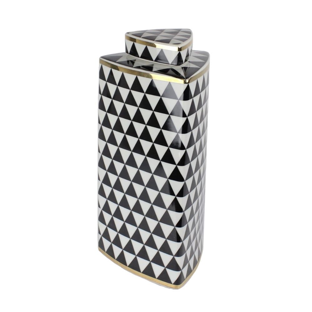 SageBrook Home Black and White Checkered Triangle Jar - Walmart.com