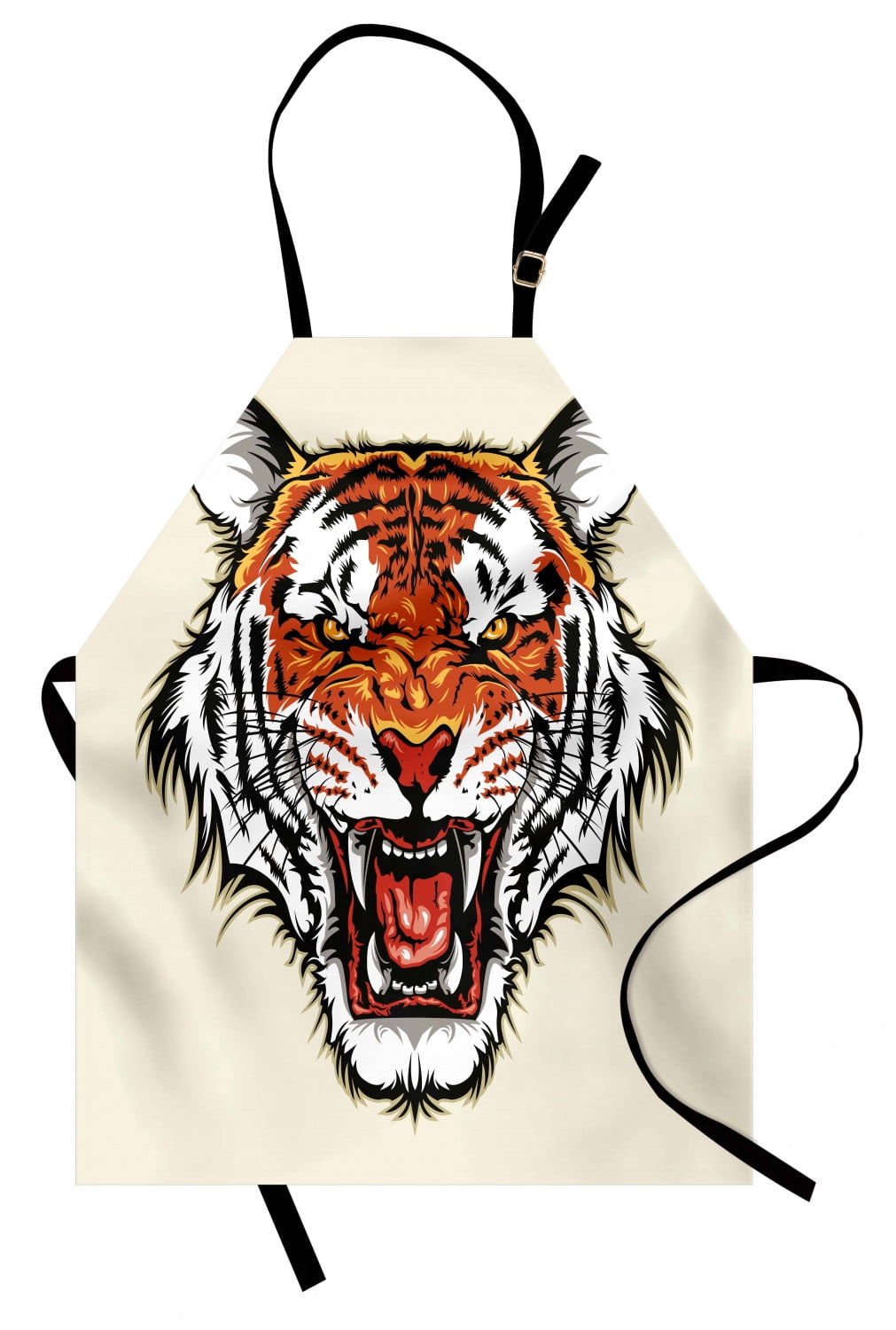 Tiger Apron Angry Ready to Attack Beast with Sharp Fangs Jungle Animal ...