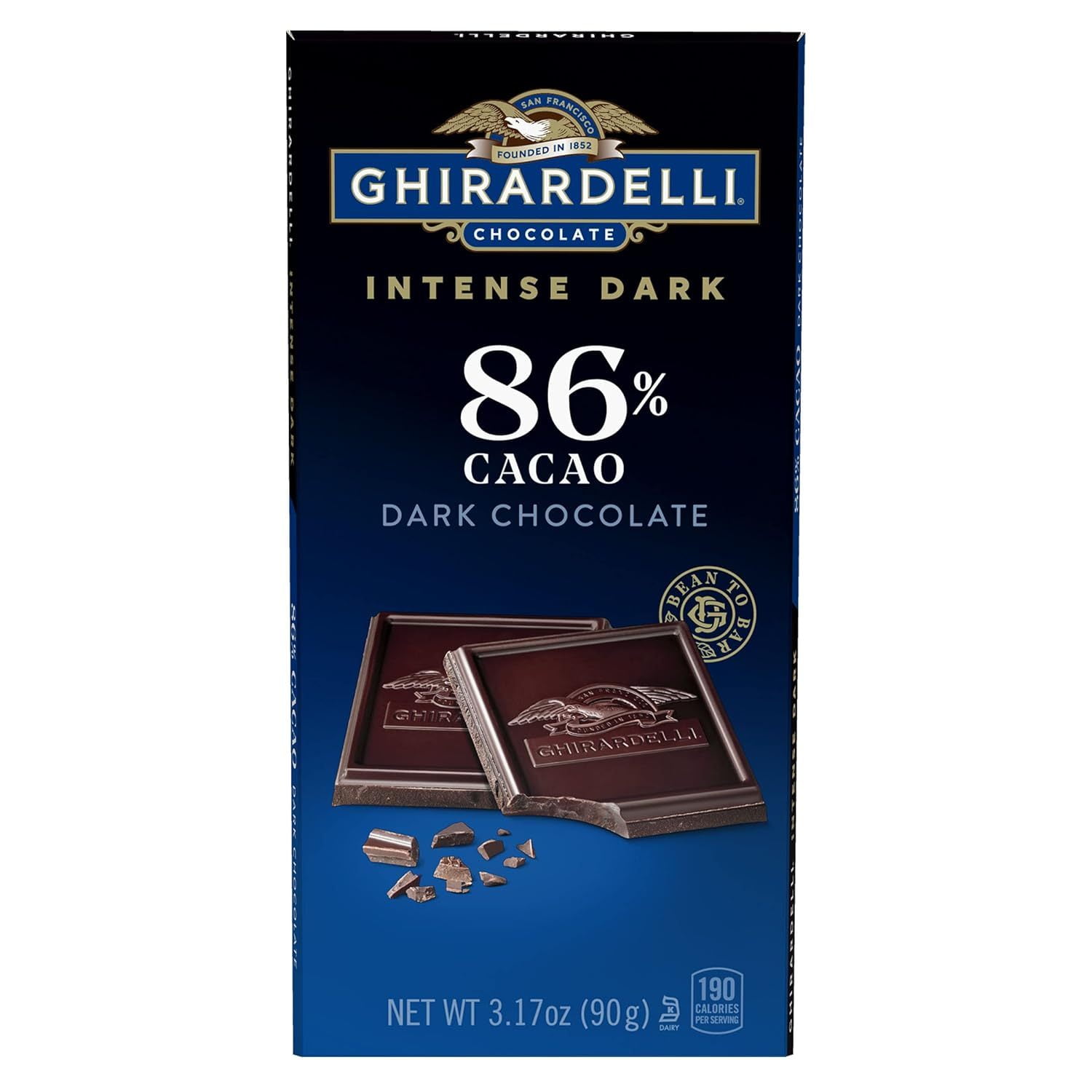 GHIRARDELLI Intense Dark Chocolate Bar, 86% Cacao, 3.17 oz Bar (12 bars ...