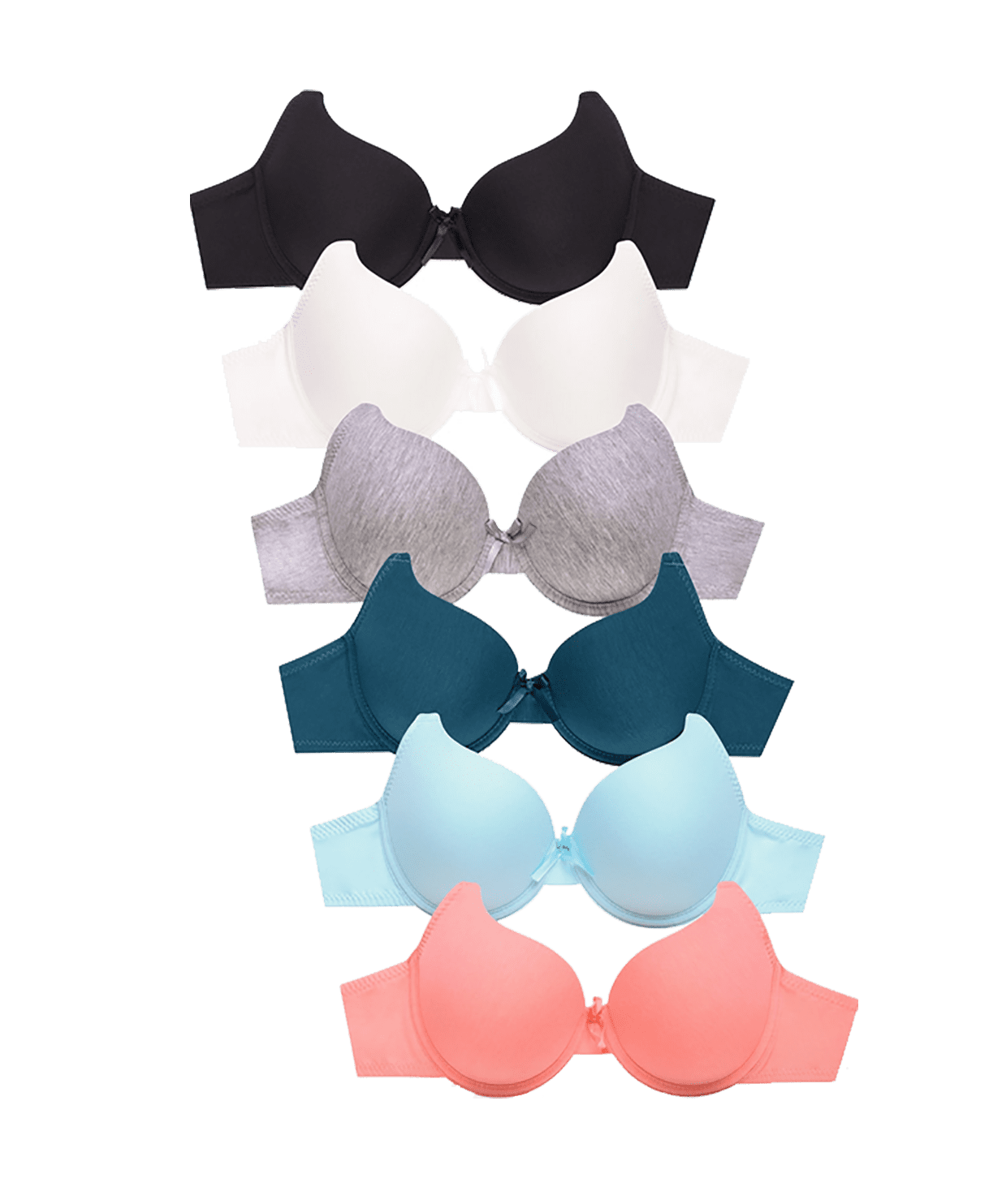 Iheyi 6 Pieces Women Spandex Lingerie Plain Full Cup Cotton Bra B/C/D ...