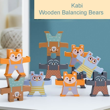 Wooden Stacking Balance Bears Mixed Colored - Wood Balance Game ...