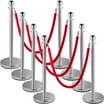 Costway 6Pcs Stanchion Posts Queue Pole Retractable 3 Velvet Ropes with ...