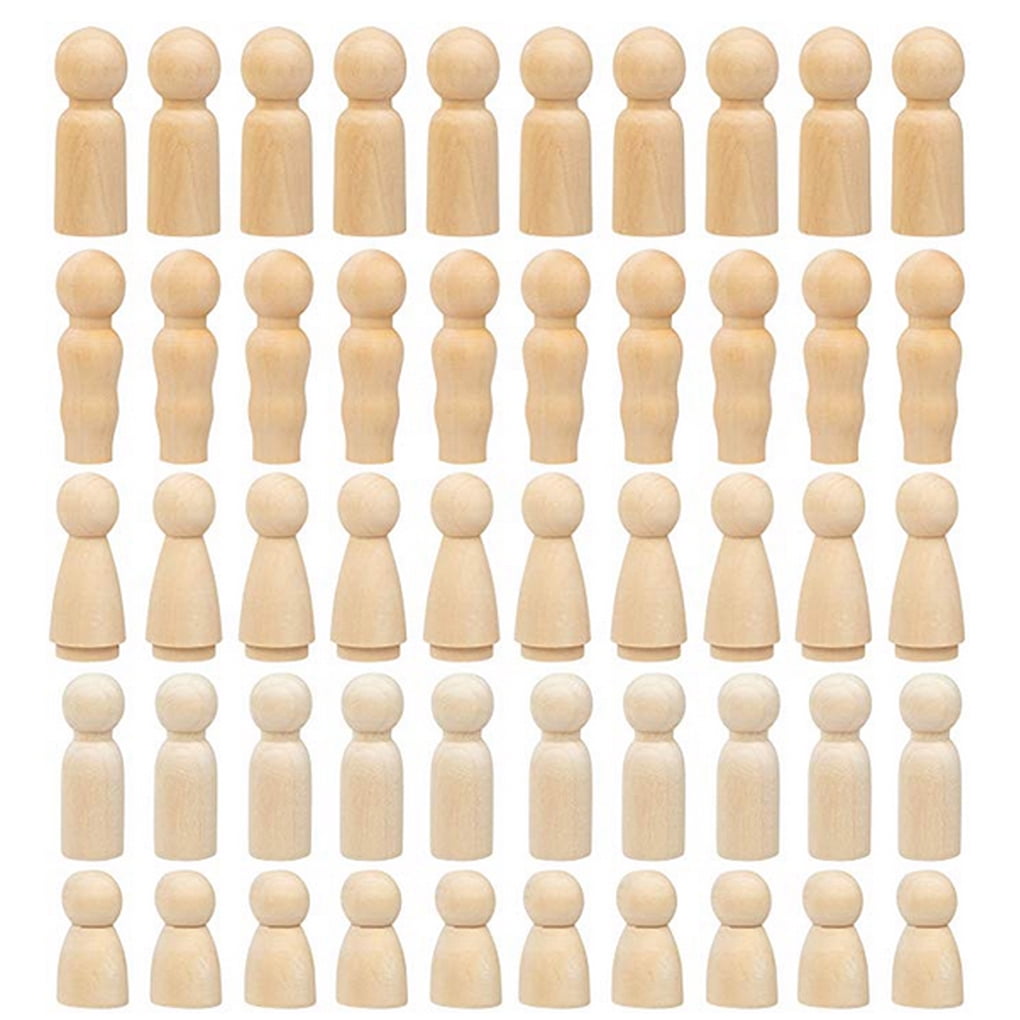 TureClos Pack of 50 Peg Dolls Bodies Pegs People Wood Figures Party Men ...