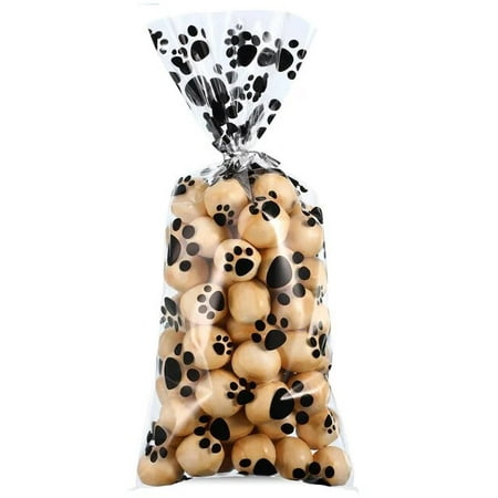 Clear Treat Candy Bags Paw Print Cellophane Bags Pet Gift Bags with ...