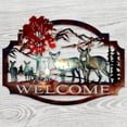 Pompotops Forest Tree Deer Wall Art Metal Welcome Sign Rustic Decor For ...