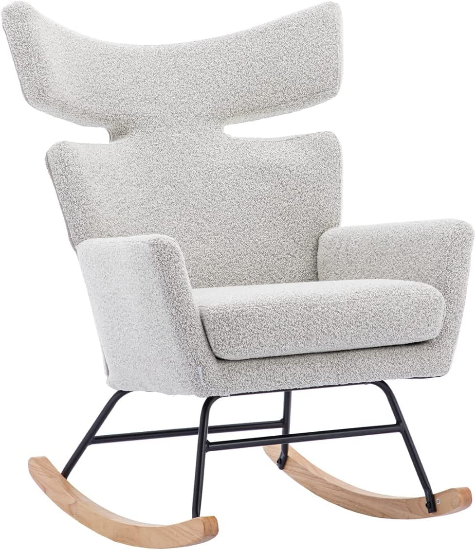 UPYOOE Rocking Chair Nursery Modern Accent Rocker Armchair Teddy ...