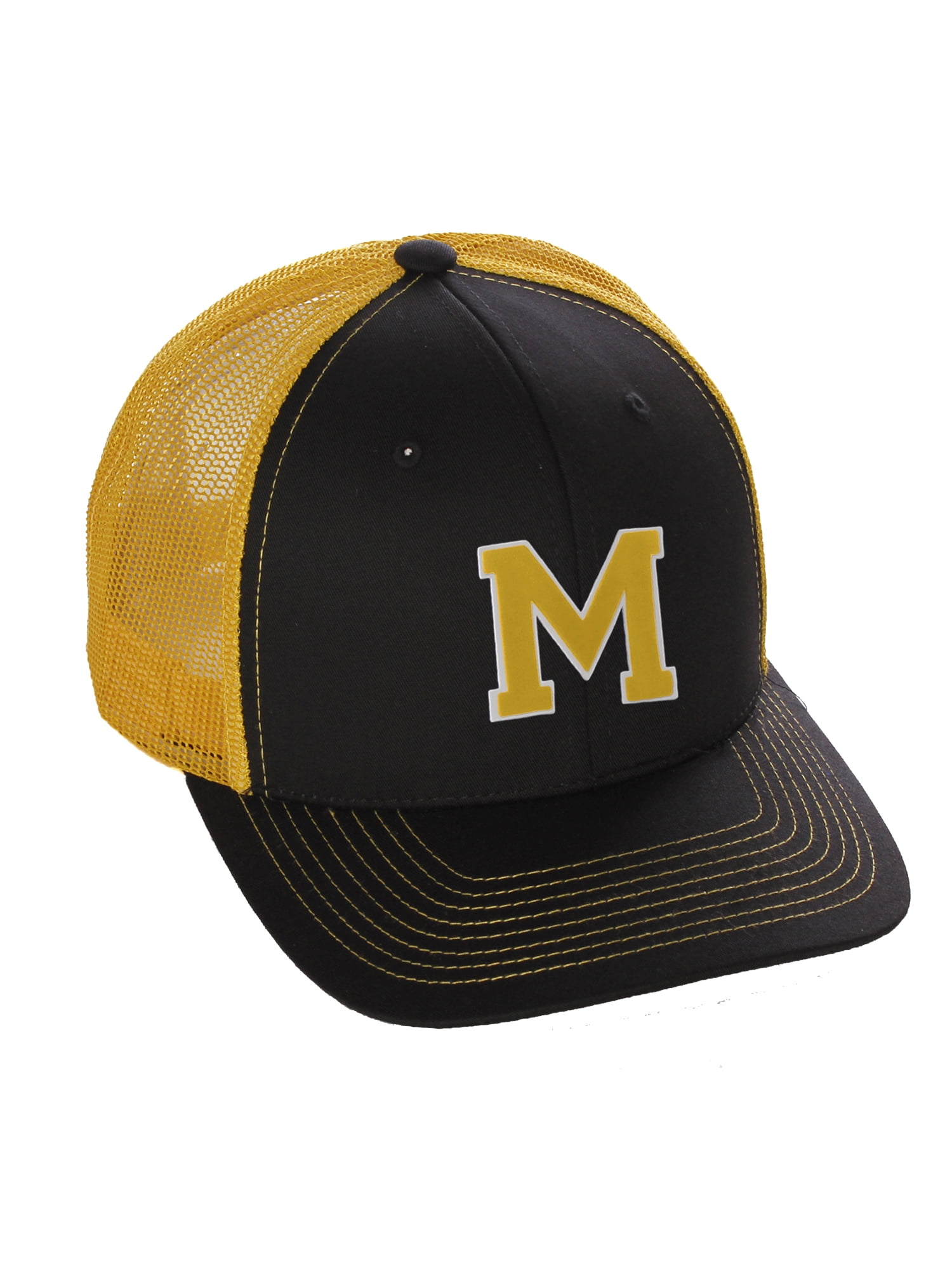 Structured Trucker Mesh Hat Custom Colors Letter M Initial Baseball Mid ...