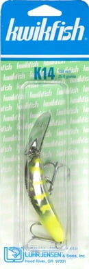 Luhr-Jensen Kwikfish 4 1/4" Rattle Fishing Lure, Silver & Chartreuse ...