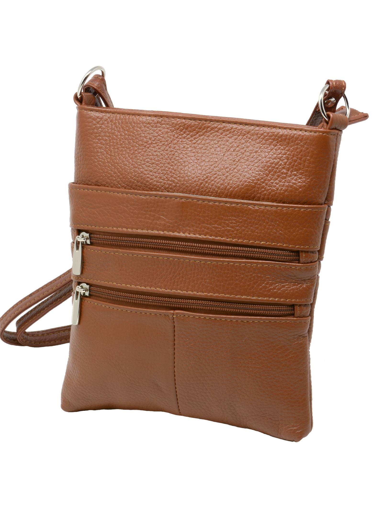 Genuine Leather Organizer Purse Mini Handbag Travel Bag Zippered ...