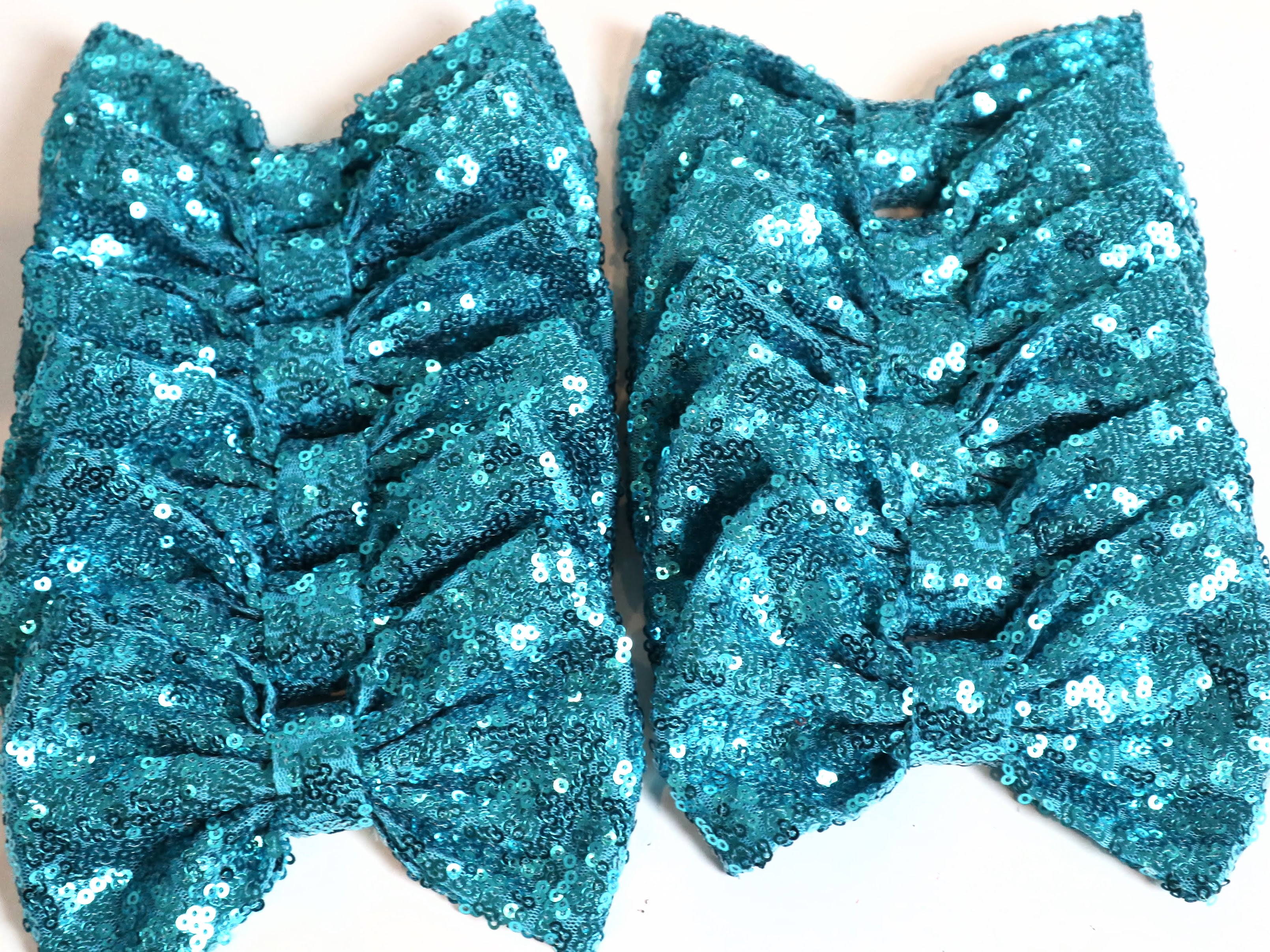 Set of 12 Teal Sequin Bows 5 Inches Large Glitter Bows Wholesale Bows ...