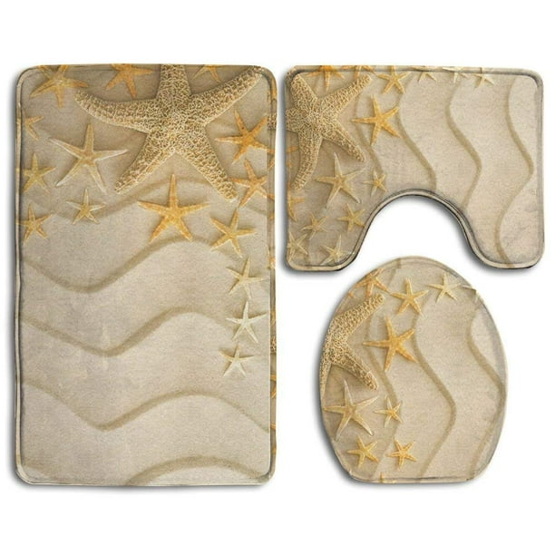 EREHome Beach Starfish Beach 3 Piece Bathroom Rugs Set Bath Rug Contour ...
