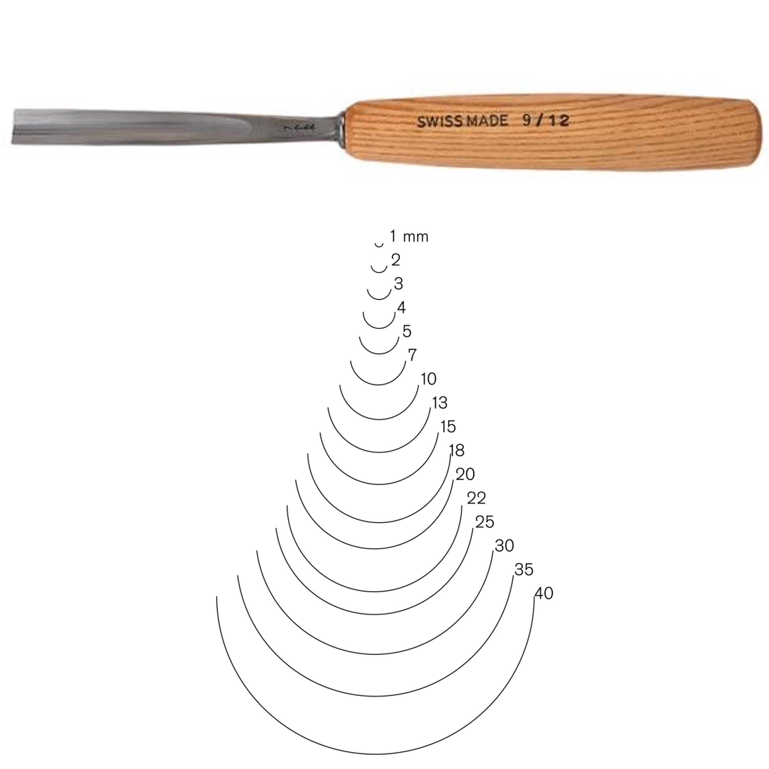 PFEIL "Swiss Made" 50mm #9 Sweep Gouge - Walmart.com