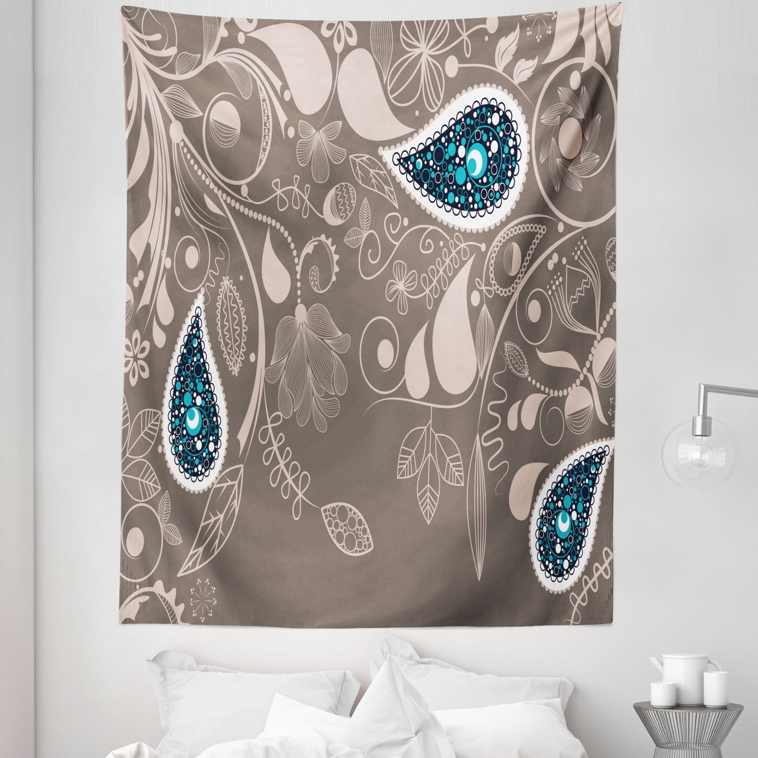 Ethnic Tapestry, Oriental Motifs with Swirled Branch and Flower Pattern ...