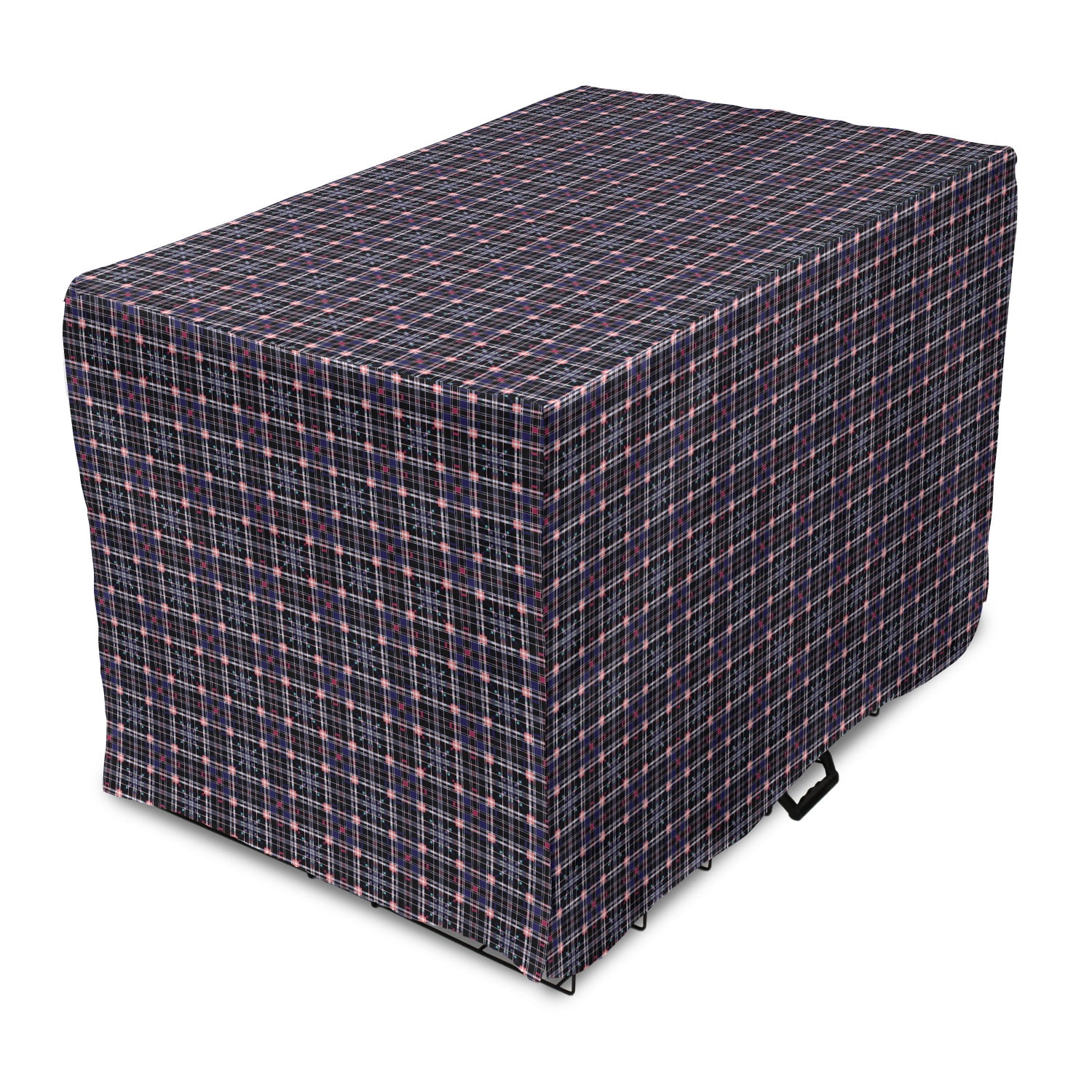 Checkered Dog Crate Cover, Pink and Blue Colored Repeating Pattern with ...