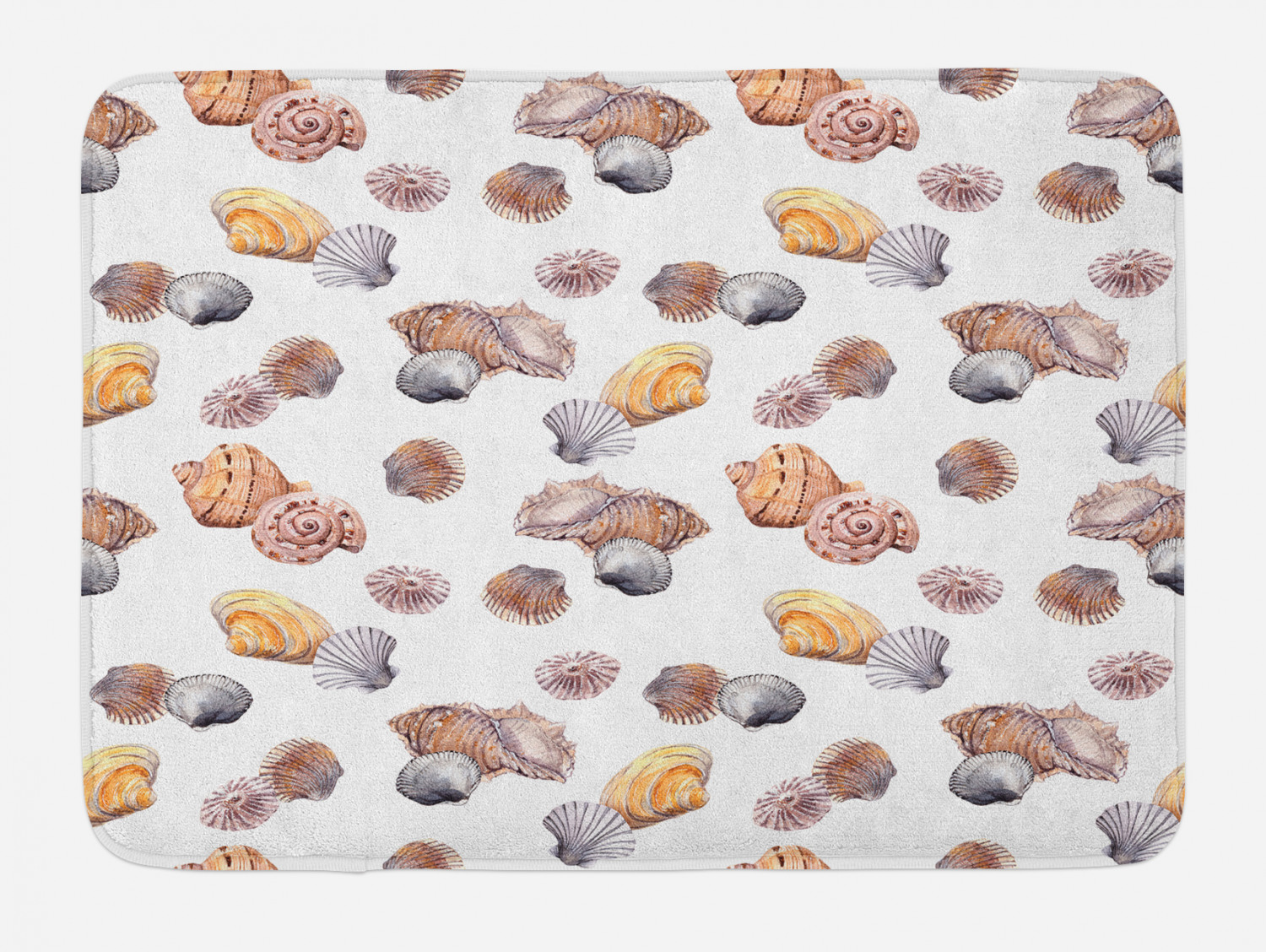 Seashells Bath Mat, Shell Pattern Seashore Holiday Journey Illustration ...