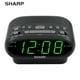 SHARP AM/FM Clock Radio, Wake to Alarm or Radio, Dual Alarms, LED Green ...