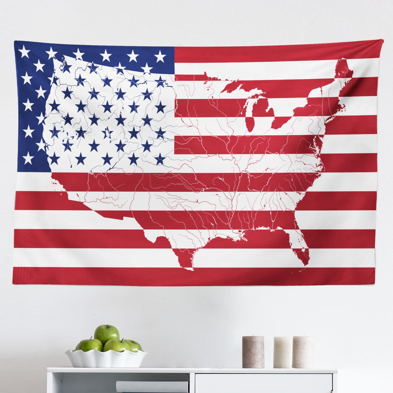 American Flag Tapestry, Exposure USA National Outer Space Night Cloudy ...