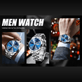 Free Shipping! OLEVS Classic Silver Watch Men Large Blue Face Mens ...