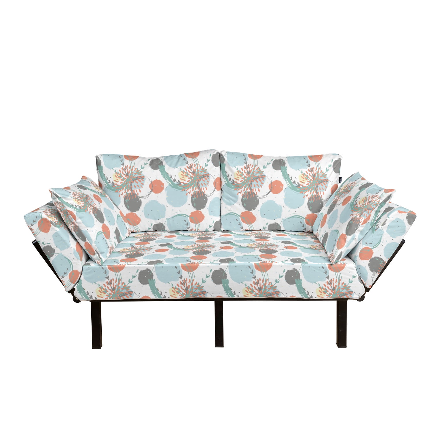 Abstract Futon Couch, Modern Pastel Digital Style Watercolor Circles ...