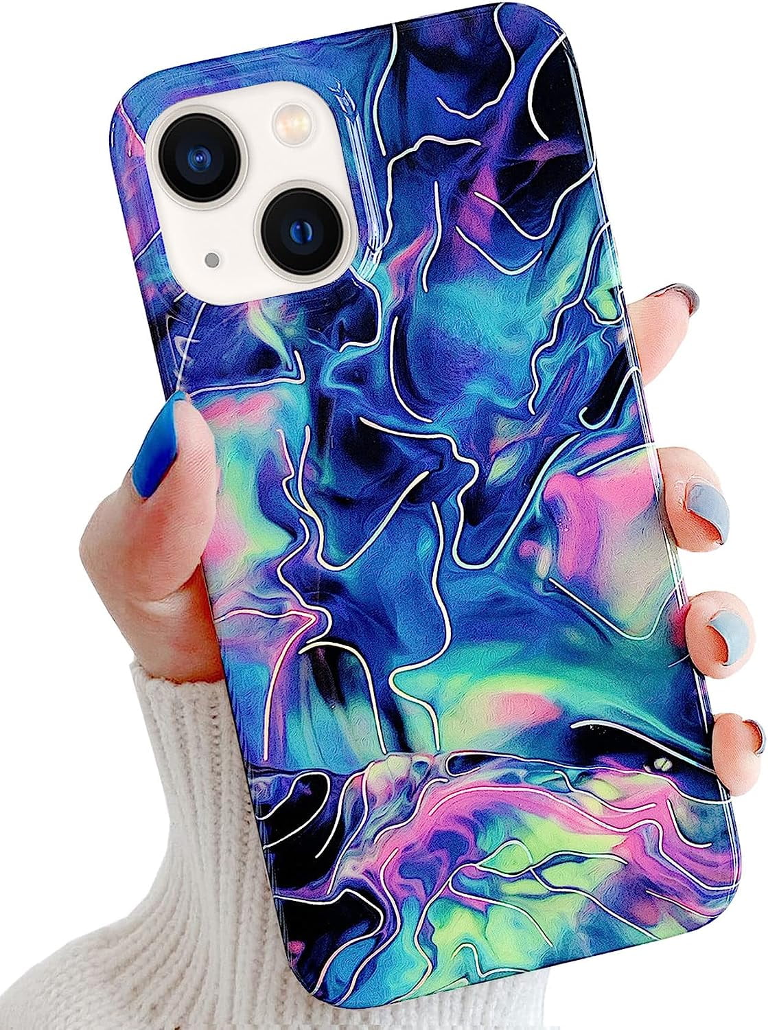 iPhone 13 Case 6.1-inch,Luxury Slim Soft TPU Rubber Silicone Cover with Shiny Metallic ...