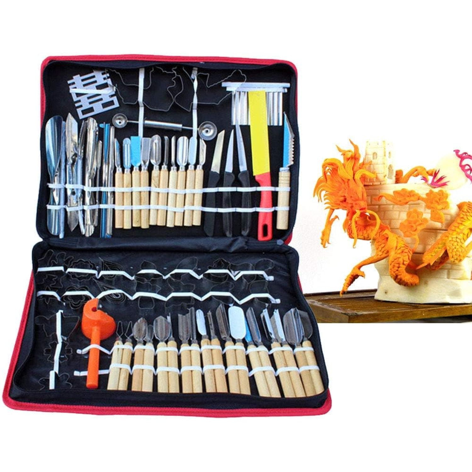 HElectQRIN 80pcs Kitchen Carving Tools Kit,Portable Vegetable Fruit ...