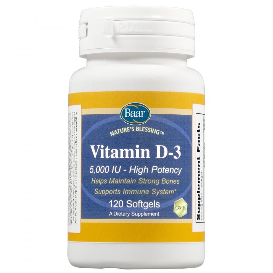 Vitamin D-3, 5,000 IU - 120 softgels - Walmart.com