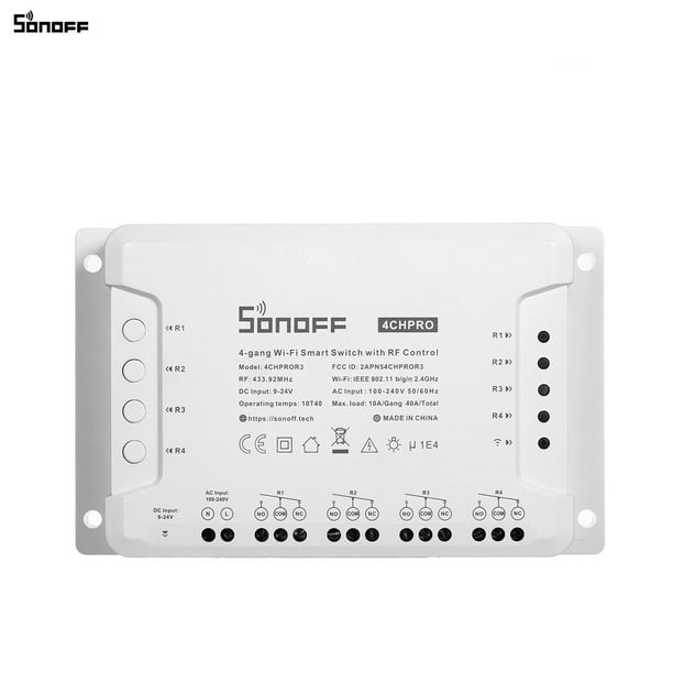 SONOFF 4CH PRO R3 Interruptor inteligente Wi-Fi de 4 gangs con RF ...