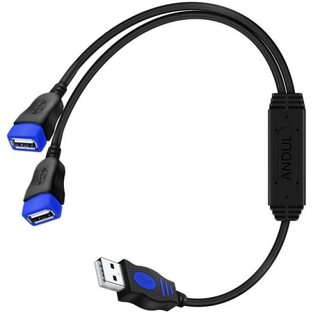 USB Splitter, ANDTOBO USB 2.0 Y Splitter Charger Cable 1 Male to 2 Female Power Cord Extension ...