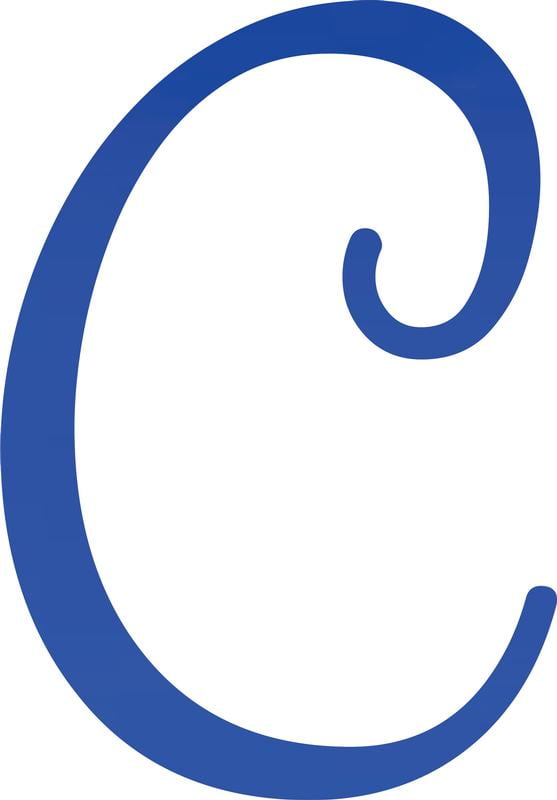 Acrylic Letter C Script, 3'' Tall Transparent Dark Blue Alphabet Craft ...