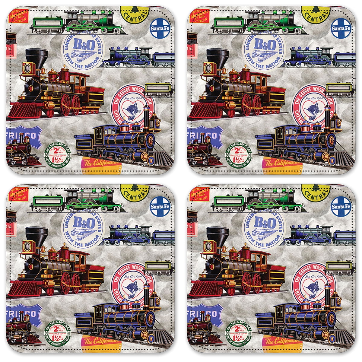 Vinyl Drink Coasters - Set of 4 - Trains & Signs - Image by Dan Morris ...