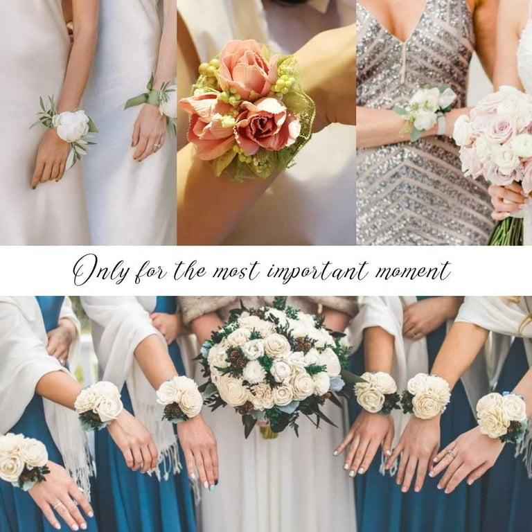 2PCS Rose Wedding Wrist Boutonniere Corsage Fake Flower Bridal Corsage Bracelet for Bridesmaid Decor Womens Walmart