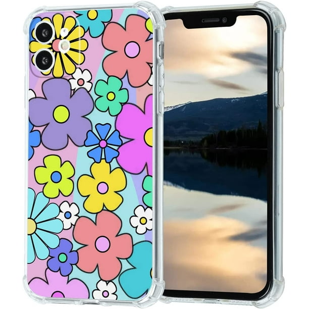 for Hippie iPhone 11 Case,Retro 90S Aesthetic Daisy Sage Green Smiley ...